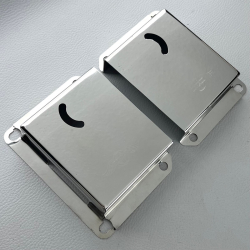 Door lock covers in stainless steel with old style Morgan wings logo ...